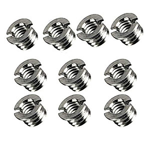 (10 Packs) Fotasy Stainless Steel 3/8" to 1/4" Reducer Bushing Convert Screw Adapter, Tripod Screw Adapter 1/4" to 3/8" for Tripod Monopod Ballhead