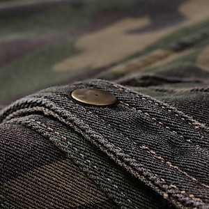 chouyatou Men's Military Style Short/Long Sleeve Camo Printed Button Down Shirt (Large, Green Short)