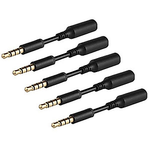 Josi Minea x5 Pcs 3.5mm Audio Jack Extender Headphone Adapter with 4-Pole Connectors 3 Ring Connector Compatible with Apple iPhone 6/6S/6+/SE/5S, Samsung Galaxy S10/S9/S8/S7 & Most Devices [ 5 Pack ]