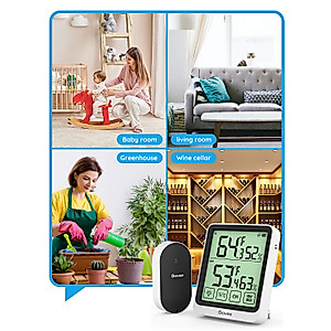 Govee Bluetooth Indoor Outdoor Thermometer, Digital Wireless Weather Hygrometer Humidity with App Notifications, 4.5-Inch Large LCD Touchscreen with Backlight, 2-Year Data Storage