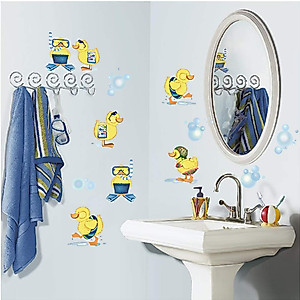 ufengke Little Yellow Ducks Wall Stickers Kids Bathroom Removable Vinyl Wall Art Decals Wall Decor