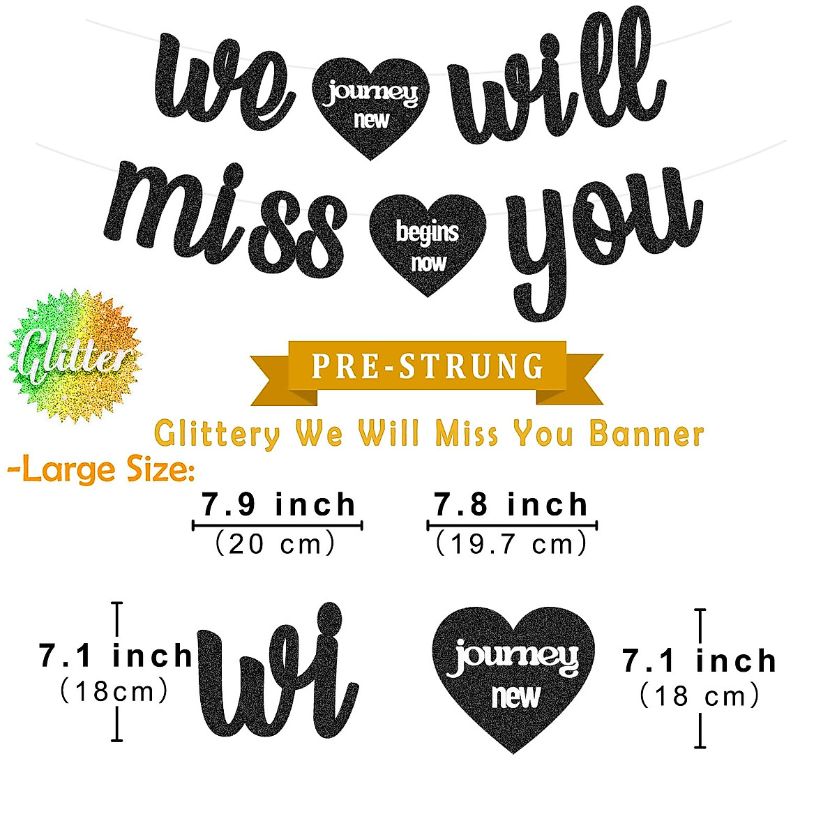 Aonor Going Away Party Decorations - Black We Will Miss You Banner and Tassel Garland for Goodbye Party Retirement Farewell Party Decorations