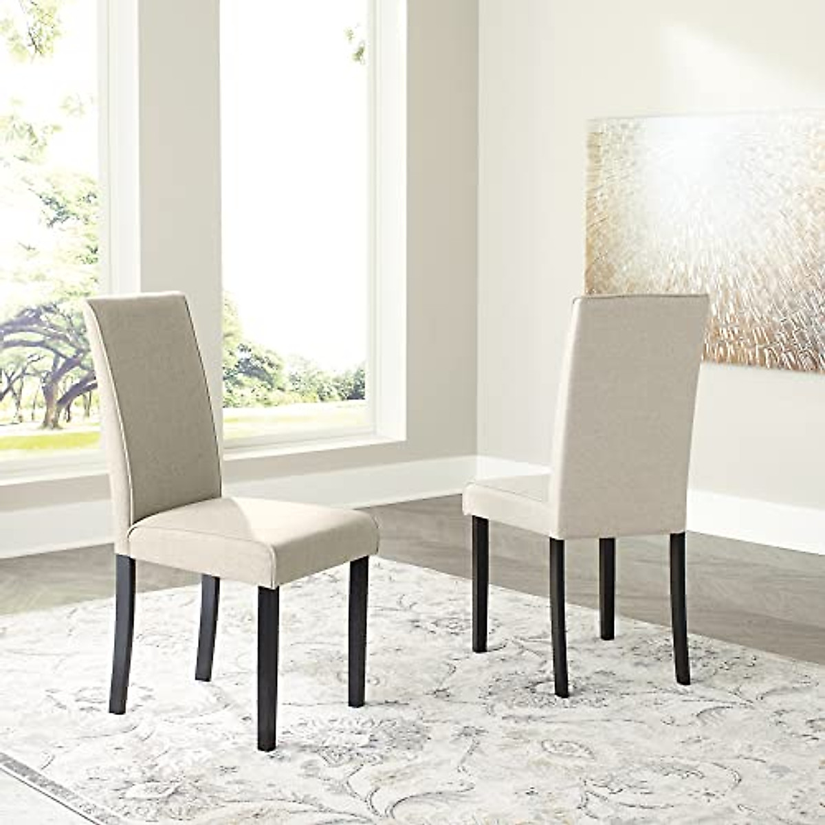 Signature Design by Ashley Kimonte Upholstered 19" Parsons Dining Chair, 2 Count, Beige