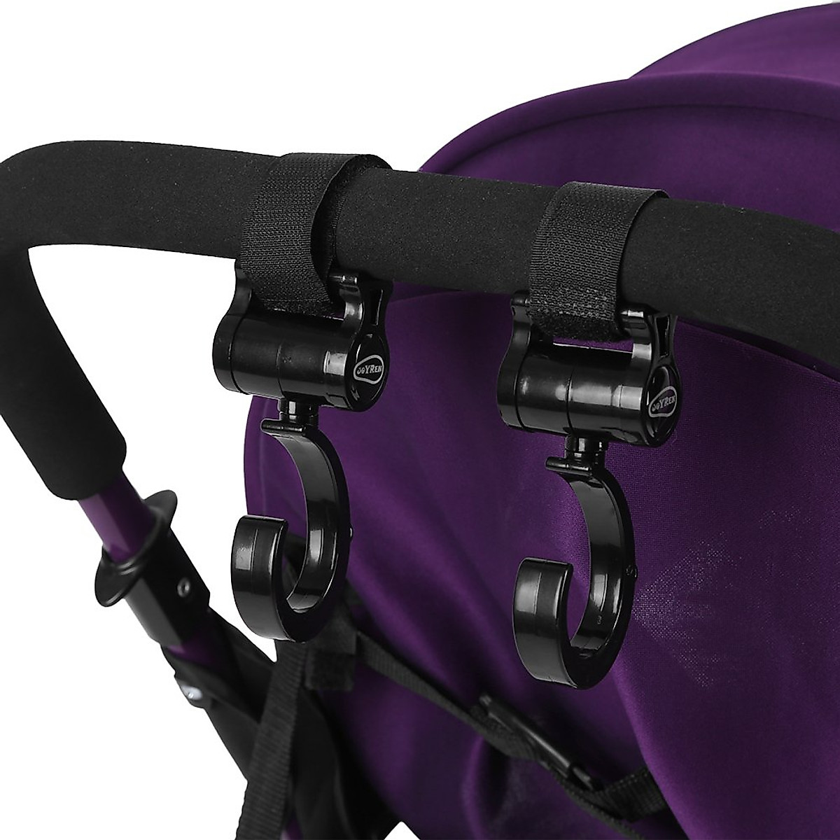 Fdit 2Pcs Stroller Hooks, ABS Plastic 360°Rotation Baby Infant Stroller Pushchair Hooks Hanger for Baby Diaper Bags Walker