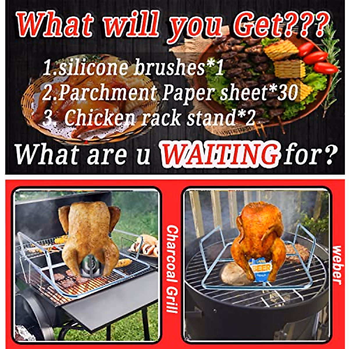 ZUOOBAR Beer Can Chicken Holder Stand for Grill Oven and Smoker, Vertical Grill Chicken Rack, BBQ Turkey Roaster Stand Rack-2PACK