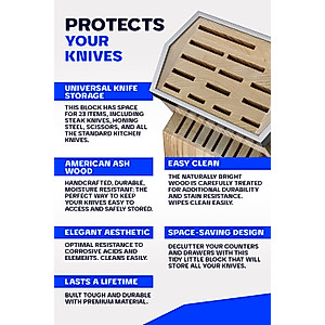 DALSTRONG Universal Knife Block - 23 Slots - Premium American Ash Wood - Aluminum Alloy Rim Kitchen Set - Lion Head Logo Badge - Premium Craftsmanship Knife Set - Angled For Ergonomics - Cleans Easily