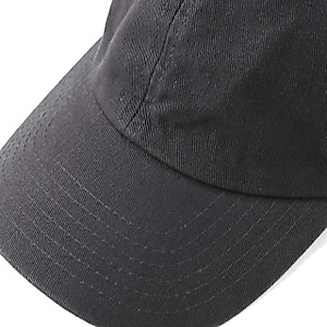 The Hat Depot Unisex Blank Washed Low Profile Cotton and Denim Baseball Cap Hat (Charcoal)
