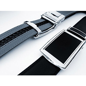 SlideBelts Men's Classic Belt - Custom Fit (Mocha Brown Faux Leather with Gunmetal Buckle, One Size)