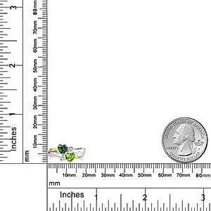 Gem Stone King 925 Silver and 10K Yellow Gold Green Nano Emerald and Green Peridot and White Lab Grown Diamond Ring For Women (1.02 Cttw, May Birthstone, Heart Shape 5MM, Size 8)
