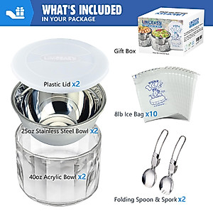 LIMOEASY Chilled Dip Bowl, 25 oz Ice Serving Bowl with Lid for Parties, Cold Serving Dish for Shrimp Cocktail, Hummus, Salsa, Guacamole, Sauces, Pasta, Condiments, Dressing, Snacks