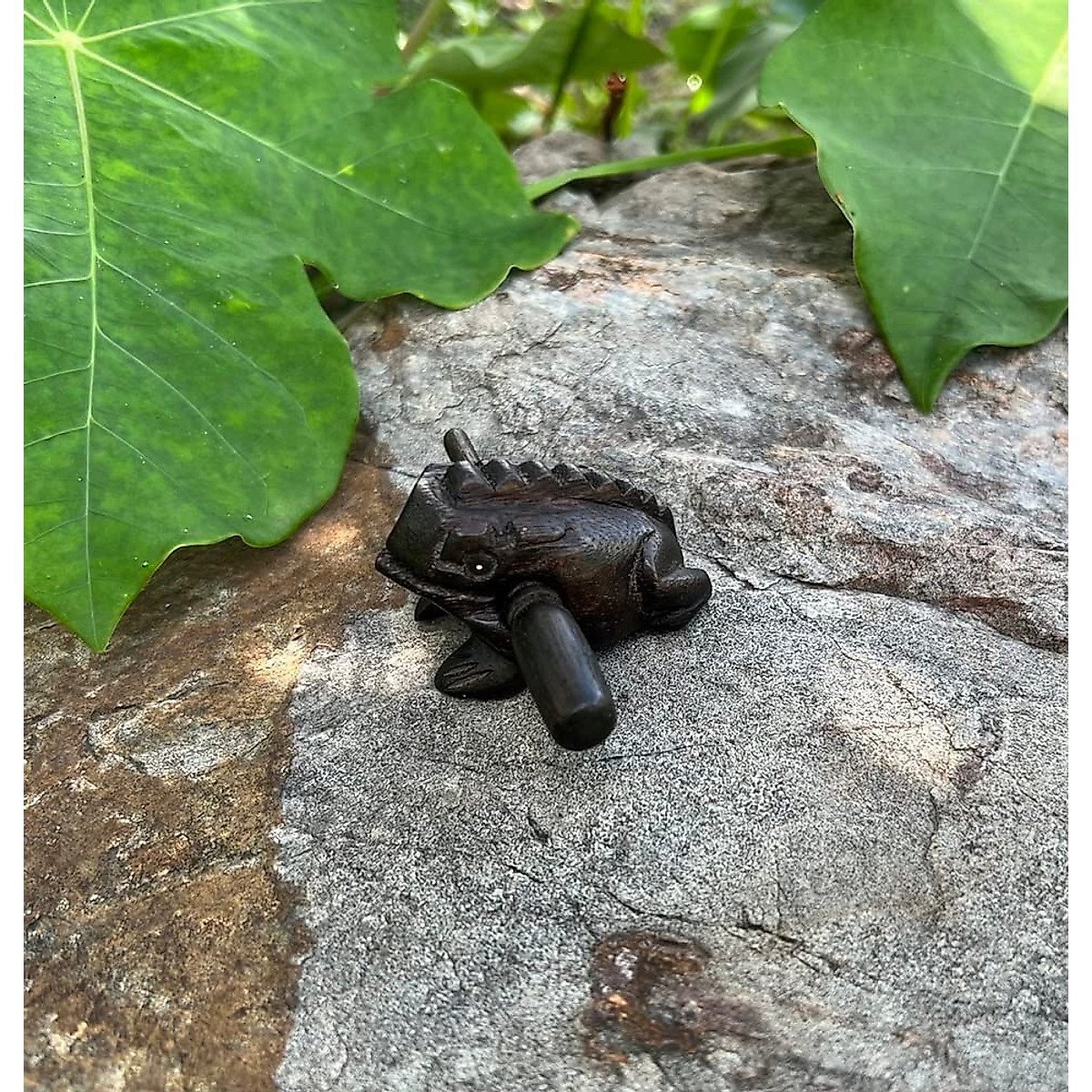 Classic Handmade Percussion Instruments Wooden Frog 2.3-2.5 Inch Wooden Frog Musical Instrument Home Decor (Black Color)