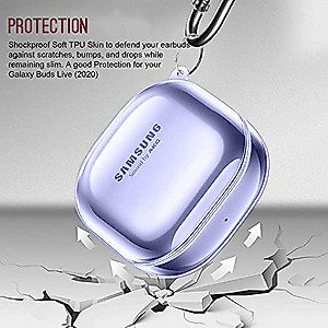 Aiiko Compatible Galaxy Buds Pro Case 2021 /Galaxy Buds Live Case 2020 Clear Soft TPU Shockproof Case Protective Cover for Samsung Earbuds with Keychain -(Clear), m