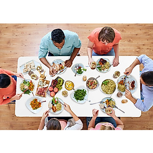 REWOMC 6 Pack Polyester Tablecloth 60 x 102 Inch White Polyester Table Cloth for 6 Foot Rectangle Tables, Stain and Wrinkle Resistant Washable Table Cover for Kitchen Wedding Banquet Restaurant Party