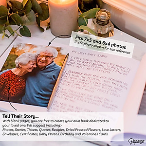 Condolence Book Funeral Guest Book, Memorial Memory Books – Blank Scrapbook Style Pages - Grey Fabric Remembrance Gift Set Hard Back with Pen