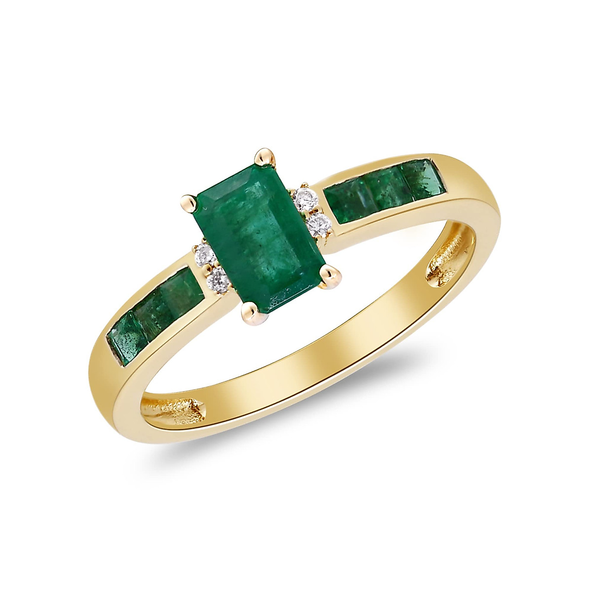 Gin & Grace 14K Yellow Gold Natural Zambian Emerald Ring with Natural Diamonds for women | Ethically, authentically & organically sourced Pear, Square-Cut Emerald hand-crafted jewelry for her.