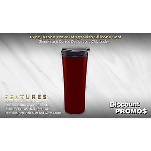 DISCOUNT PROMOS 16 oz. Asana Travel Mugs with Silicone Seal - 6 Pack - Red