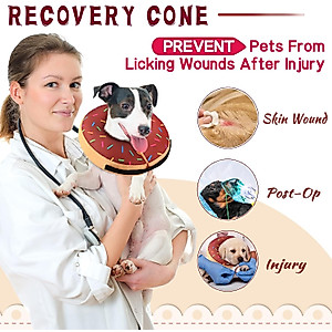 Inflatable Soft Dog Cone Collar for Small Medium Large Dogs & Cats Alternative After Surgery, Blow Up Pet Donut Neck Cone Prevent from Biting & Scratching, Comfy Adjustable Recovery Pillow Collar…