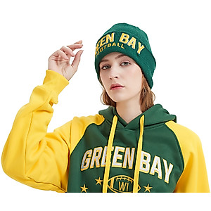 CLORPEAK Green Bay Embroidery Classic Cuff Beanie Hat Cuffed Winter Hat Knit Toque Skull Cap - Green OneSize