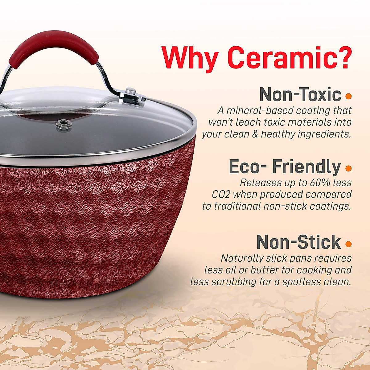 NutriChef Saucepan Pot with Lid - Non-Stick High-Qualified Kitchen Cookware, 1.7 Quart (Works with Model: NCCW11RDD)