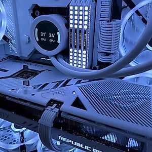 ABNO1 RTX4090 16Pin(12+4) to 4x8pin PCI-e 5.0 Sleeved Cable Extension 30CM Length with Combs,12Pin Compatible for 4070ti&4080&3090Ti Series (White/Single)