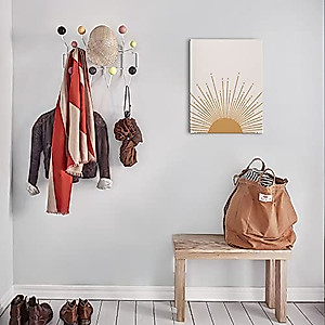 PHAMTE Mid Century Modern Boho Sun Wall Art, Minimalist Sun Sunset Sunrise Sunshine Nursery Print Framed Canvas Painting Artwork Home Bathroom Girls Room Kitchen Office Decor（11x14 Inch）