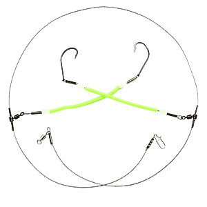 SENYUBBY High Strength 49-Strands Steel Wire Leader Rigs with Hooks Swivels Snap Connect,Saltwater Fishing Assecories Steel Wire Leader with Nylon-Coating