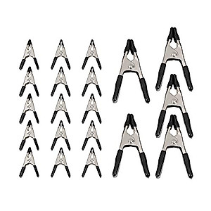 Amazon Basics 20-Piece Steel Spring Clamp Set, 15 Pack of 3/4-Inch, 5 Pack of 1-Inch, Black/Silver