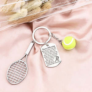 UJIMS Tennis Ball Keychain with Tennis Racket Tennis Players Gift Tennis Gift for Tennis Lovers Coach Tennis Teams Gifts (Tennis Racket Keychain)