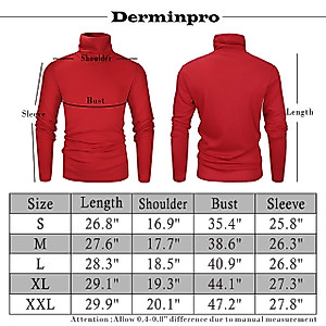 Derminpro Men's Thermal Turtleneck Soft Long Sleeve Soft T-Shirt Black X-Large
