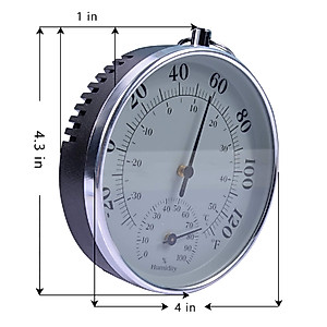 CHIVENIDO Indoor Outdoor Thermometer, Mini Thermometer Hygrometer for Car, Greenhouse, Baby Room, Freezer, No Battery Required Hanging Hygrometer Round 2" in Diameter (Silver)