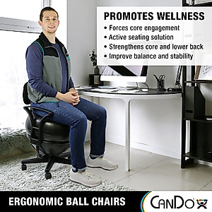 Cando-30-1791 Metal Ball Chair, 22" with Arms, Black