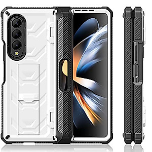 for Samsung Galaxy Z Fold 3 Shockproof Hinge Protection Rugged Protective Slim Case Compatible with Samsung Galaxy Z Fold 3(White)