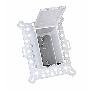 Arlington DBVM1W-1 Low Profile IN BOX Electrical Box with Weatherproof Cover for New Construction Stucco/Textured Surfaces/Rigid Siding, Vertical, 1-Gang, White