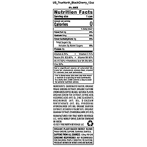 True North, Pure Energy Seltzer, Black Cherry, 12 Fl Oz (Pack of 12)