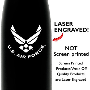 US Air Force 17oz Double Wall Vacuum Insulated Stainless Steel Airman Water Bottle - Perfect for USAF PT and Outdoor Sports