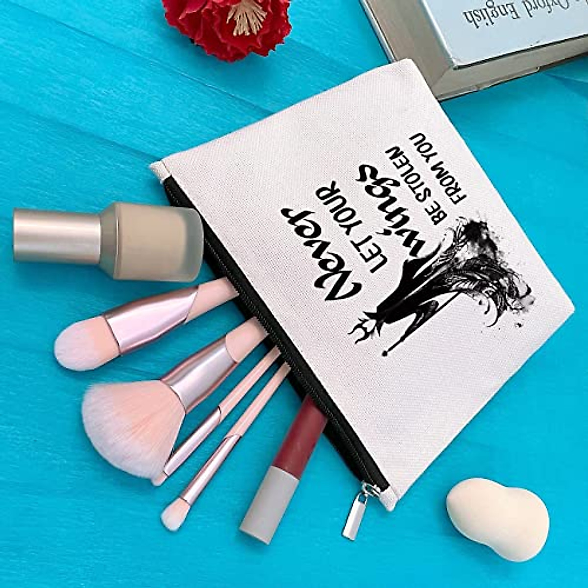 GevGuxLuo Friends Gift for Women, Inspirational Birthday Christmas Gifts for Her Best Friend Bestie Sister, Never Let Your Wings Be Stolen from You, Makeup Bag