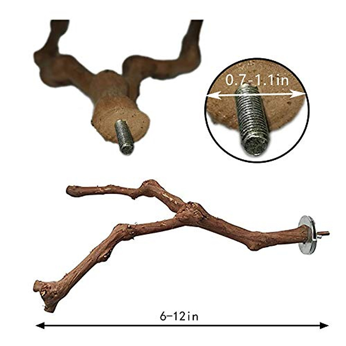 PINVNBY Parrot Perches Natural Birds Stand Wild Grape Stick Grinding Paw Climbing Wood Cage Accessories and Toy for Parakeet, Lovebirds,Budgies,Cockatiels and Finches