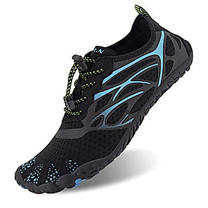 Mens Water Shoes Quick Dry Beach Swim Shoes Barefoot Pool Aqua Socks Shoes for Surf Diving Outdoor Hiking Walking Water Sport (Black Blue JB, 48)