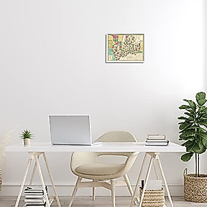 Stupell Industries Vintage US State Map Ohio Indiana Illinois Cartography, Design by Daphne Polselli White Framed Wall Art, 14 x 11