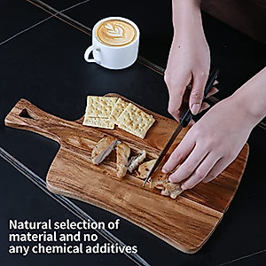 YUSOTAN Acacia Wood Cutting Board for Kitchen,14" x 8.5" Cutting Board with Handle, Charcuterie Paddle, Chopping Board for Meat, Cheese, Bread, Vegetables, Fruits for Kitchen
