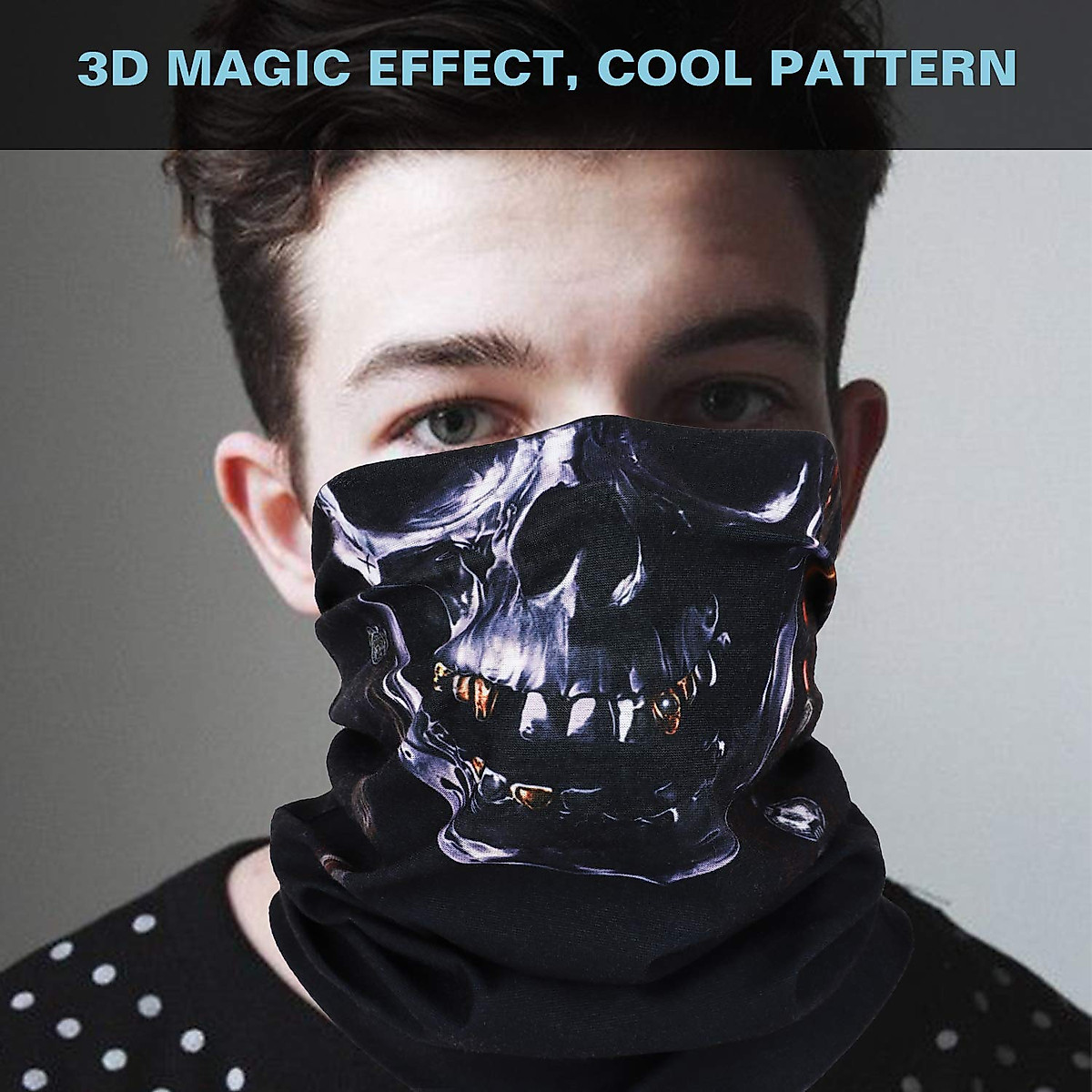 MoKo Halloween Face Mask for Cold Weather [6 Pack], Neck Gaiter Shield Scarf Elastic Balaclava Headbands Headwear, Windproof Skull Bandana for Men Women for Motorcycle Cycling Riding Skiing Party