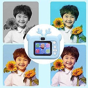 20MP Kid Camera, 2 Inch Color Display Timer Video 1080P USB Digital Camera with Card Reader for School (Blue+White)