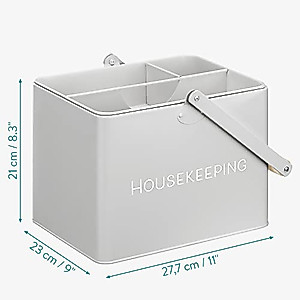 Navaris Cleaning Caddy with Handle - Metal Cleaning Product Storage Organizer Box for Housekeeping Products for Bathroom Kitchen Home - Gray Design