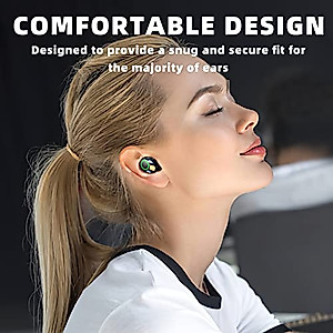 FADACHY Wireless Earbuds,Bluetooth 5.3 in Ear Headphones Built-in Microphon,HiFi Stereo Sound,LCD Recharger Case,Touch Control Earphones for Sport Running Waterproof,Black