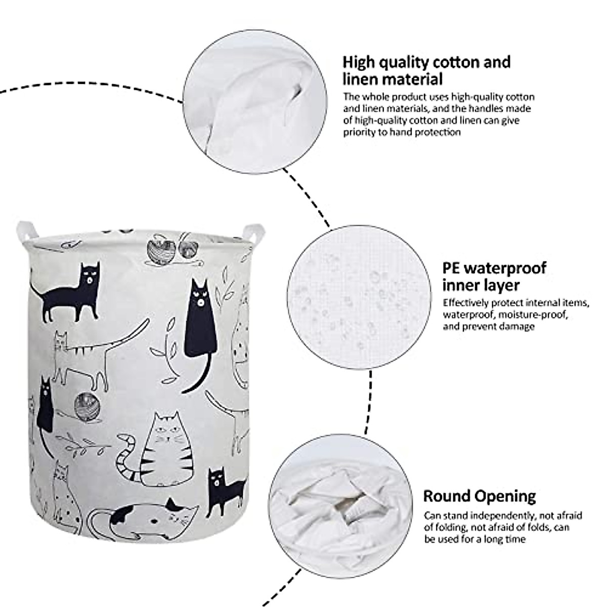 RoyBoder Collapsible Laundry Basket in Bedroom Waterproof Laundry Hamper in Bathroom Large Laundry Bag in College Dormitory Cloakroom Livingroom Nursery Organizer Toy Bin