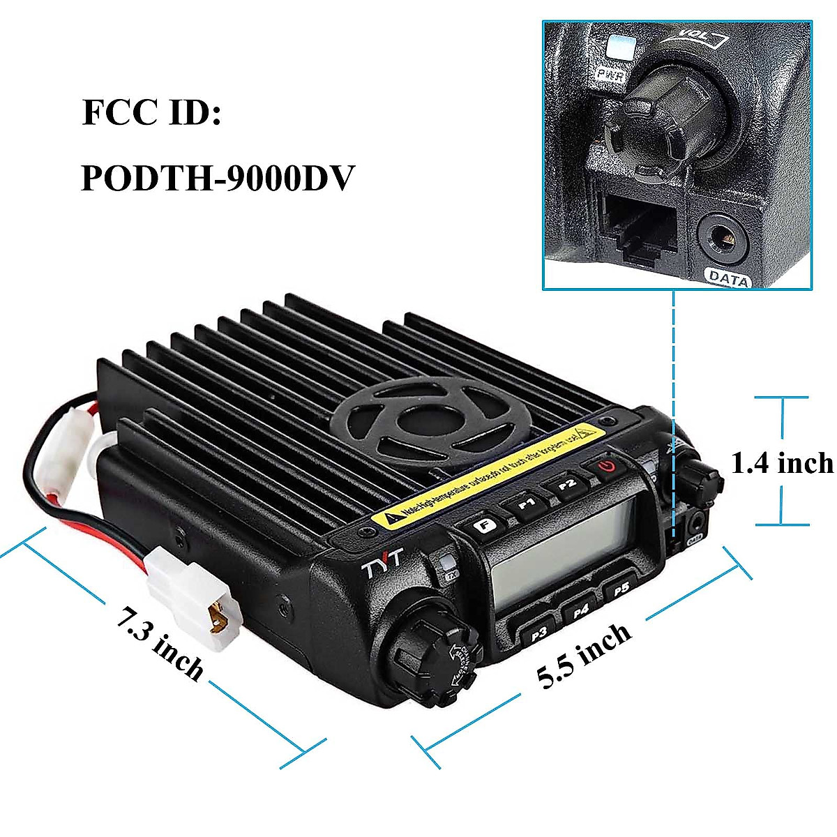 TYTTH-9000D Car Mobile Transceiver 60W VHF 2M 146MHz Ham Radio 2 Way Radio with USB Programming Cable, Black