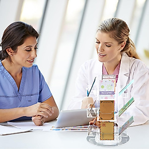 Menkxi Acrylic Rotating Business Card Holder 3 Tier Spinning Business Cards Display Rack Rotating Display Stand Clear Countertop Multi Pocket Brochure Sticker Organizer Holder for Office Home Desk