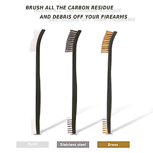EAmber Gun Cleaning Brushes Picks Kit Set Brass Copper Steel Nylon Stainless Steel Ploymer Pick Set Bristle Brushes (Stainless-Steel)