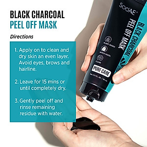 Soo'AE Black Charcoal Peel Off Mask 1 EA - 2023 NEW Deep Pore Cleansing Activated charcoal peel off black face mask Black Head Black Mask Made in Korea