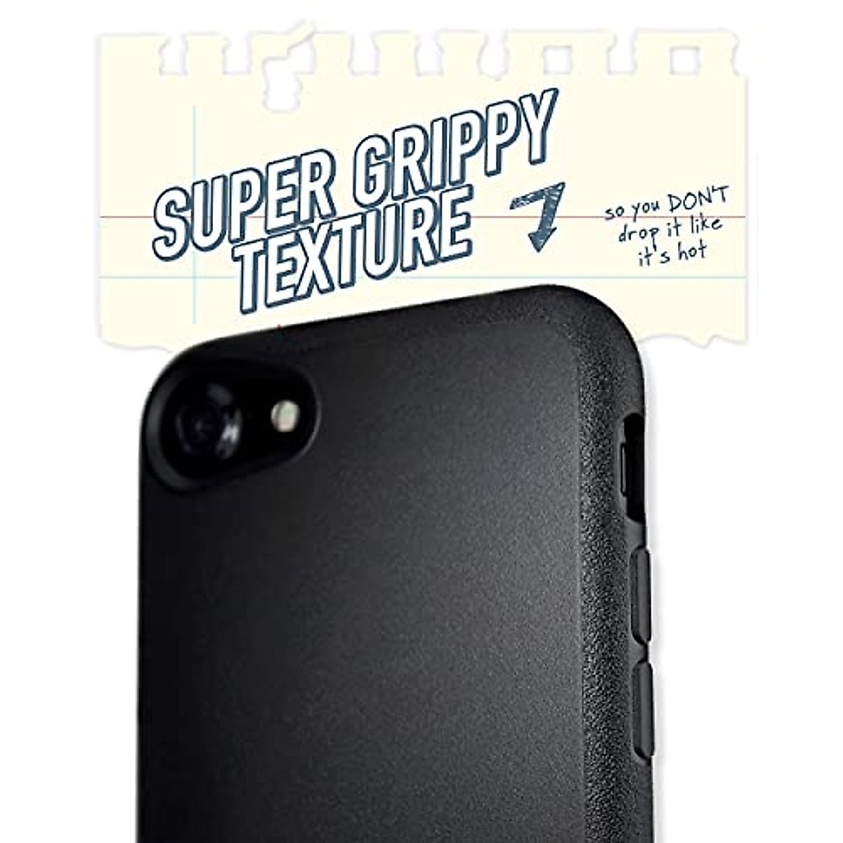 Smartish iPhone SE Slim Case - Gripmunk [Lightweight + Protective] Thin Cover for Apple iPhone SE 2022/2020 & iPhone 7/8 - Black Tie Affair